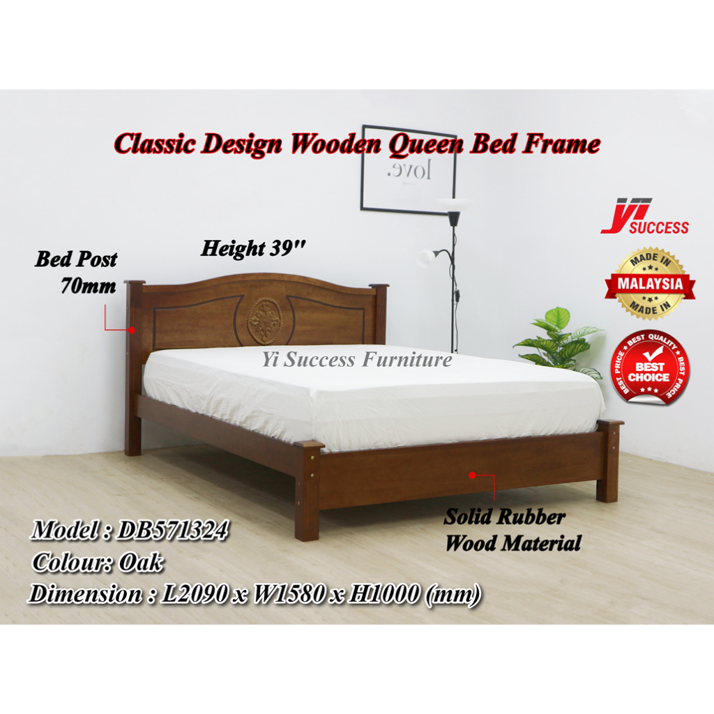 Yi Success Javier Wooden Queen Bed Frame / Quality Queen Bed / Katil ...