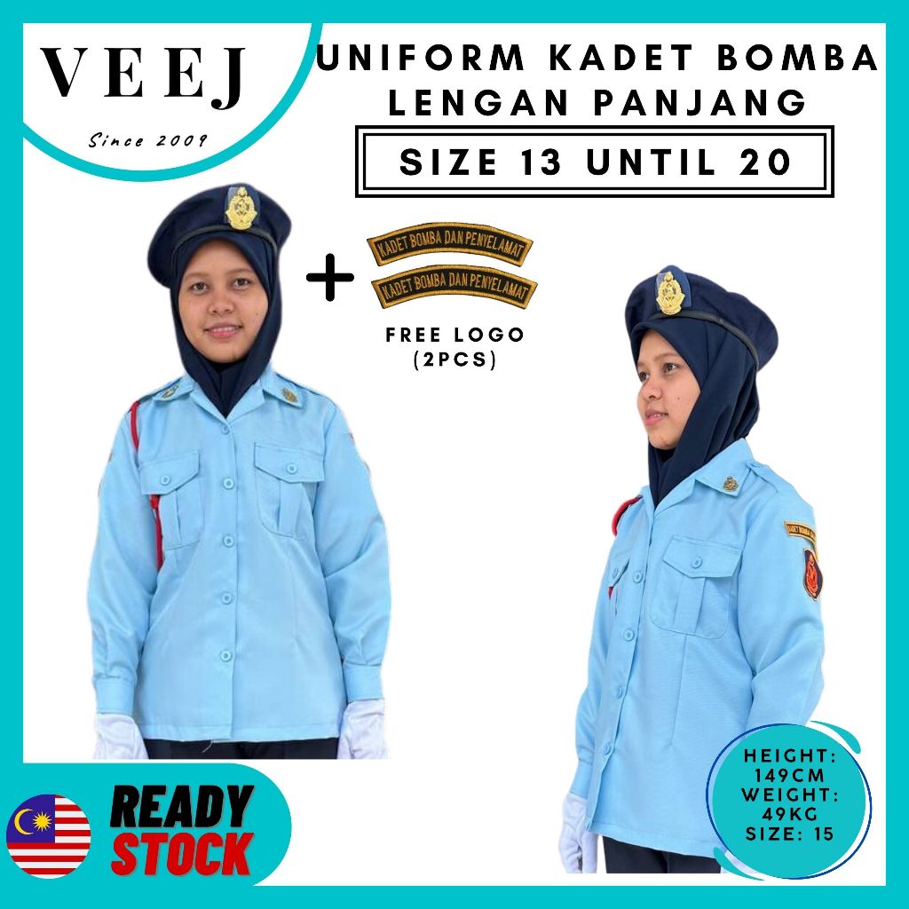 UNIFORM BAJU KADET BOMBA PEREMPUAN LENGAN PANJANG BAJU KADET ...