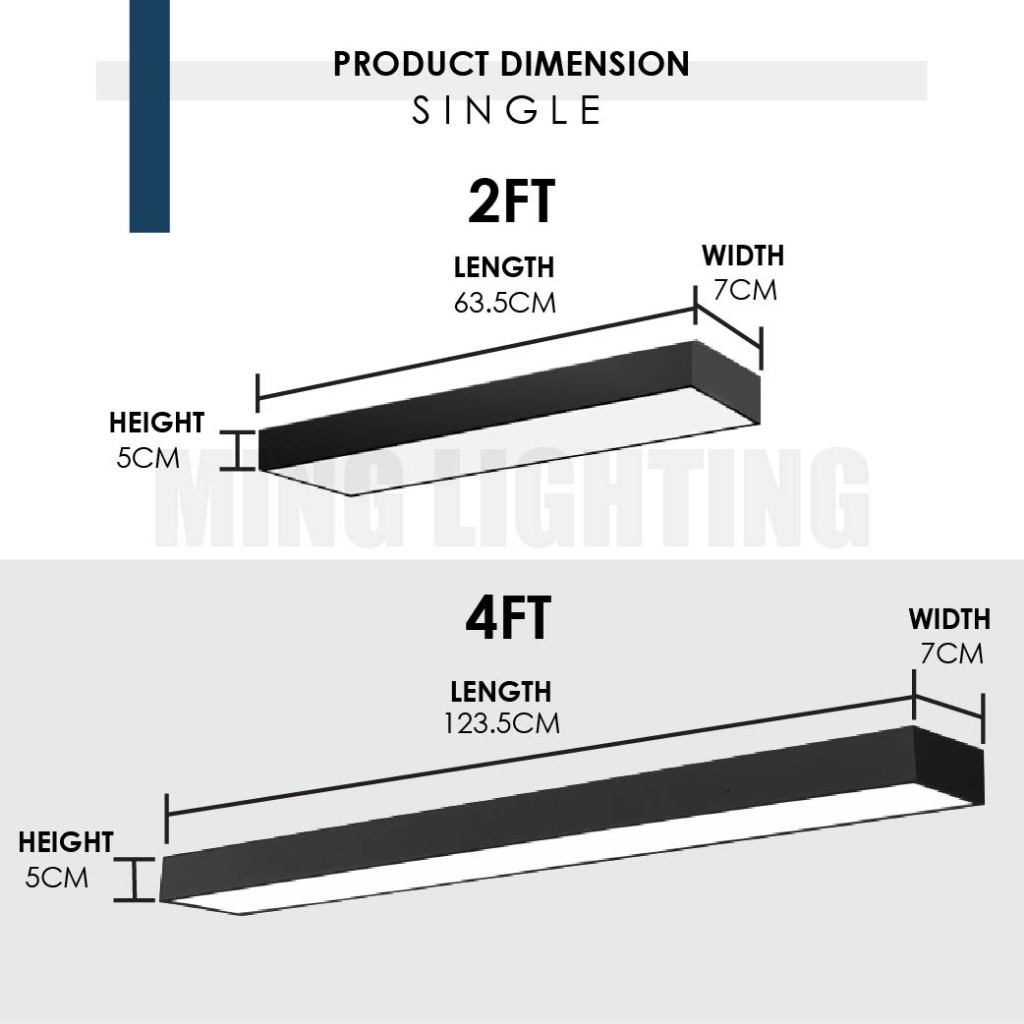 LED T8 Linear Light 4FT 2FT Single Casing Kalimantang Tube Fitting Ceiling Wall Lighting Office ...