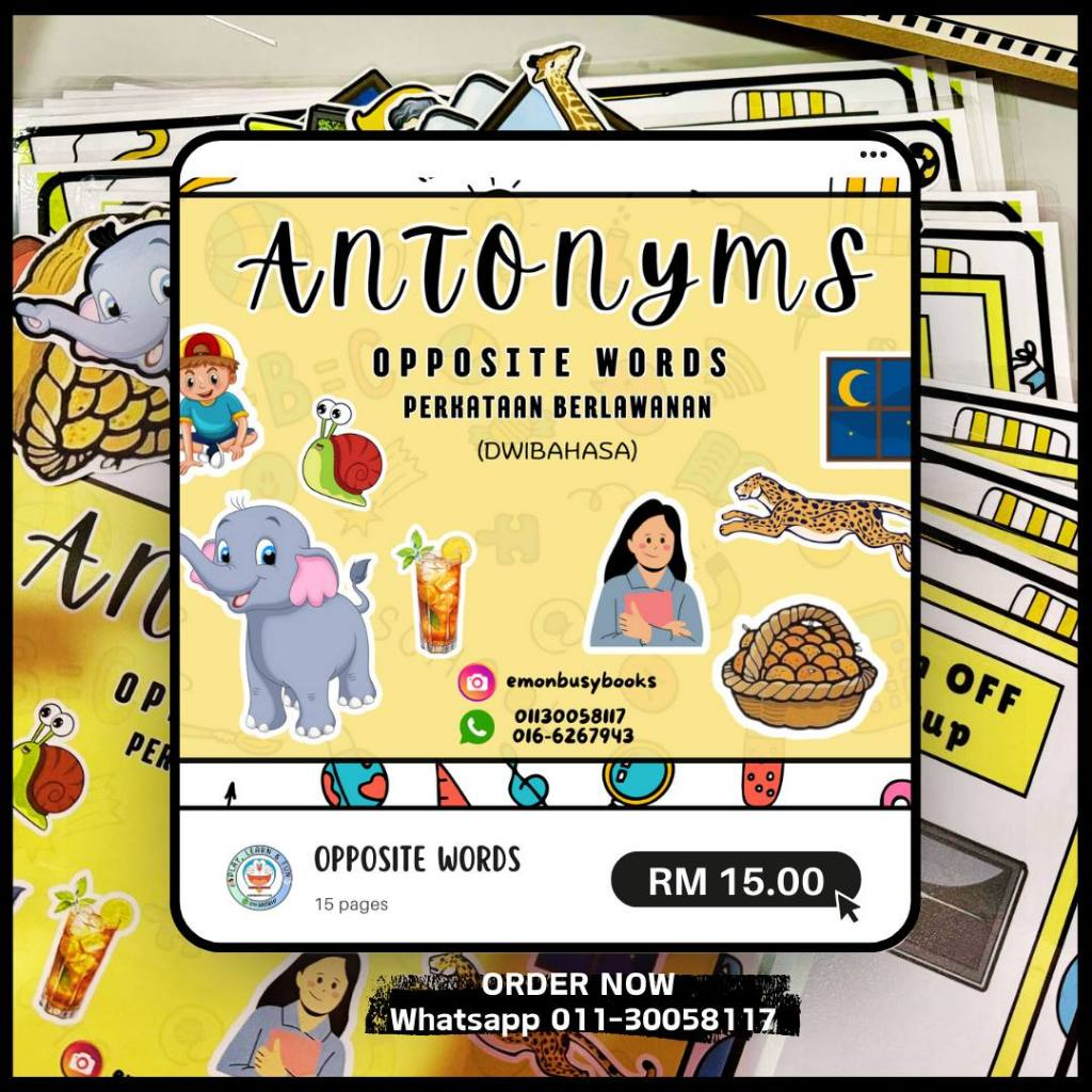 ANTONYMS : OPPOSITE ACTIVITY (dwibahasa) (play velcro) | Shopee Malaysia