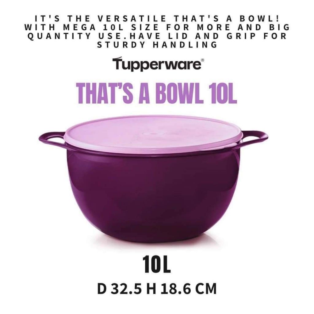 Tupperware That's A Bowl 10L Jumbo Food Container Bekas Makanan Besar ...