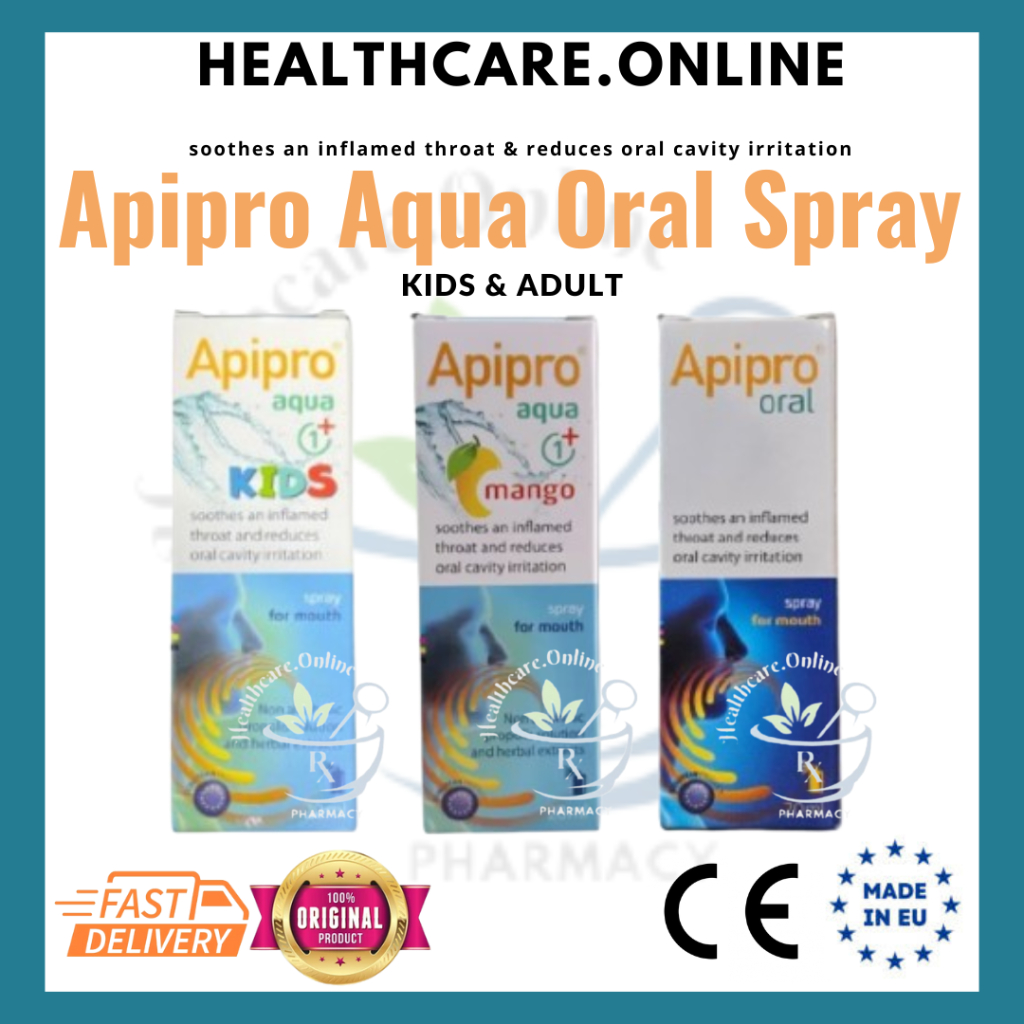 APIPRO AQUA ORAL SPRAY 20ML KIDS & ADULT //SPRAY MULUT, GUGI **FRAGILE ...