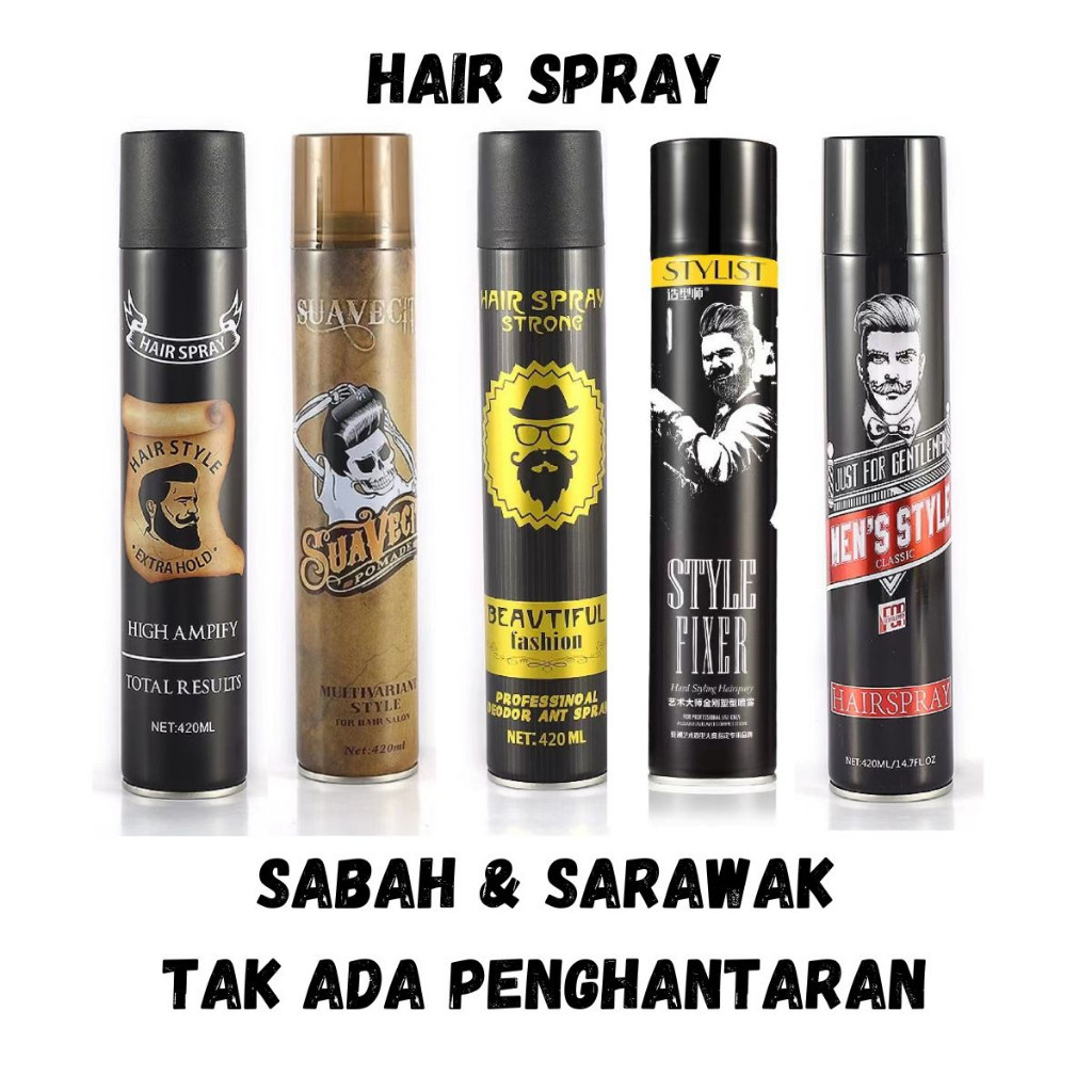 【𝗠'𝗦𝗜𝗔 𝗦𝗛𝗜𝗣 𝗢𝗨𝗧 𝟮𝟰𝗛𝗥𝗦】The LadyStreet 420ml Hair Spray Strong Hold Saloon Barber Spray Rambut ...
