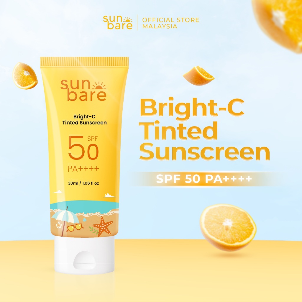 SUNBARE Bright-C Tinted Sunscreen SPF 50 PA++++ - Protects Skin from ...