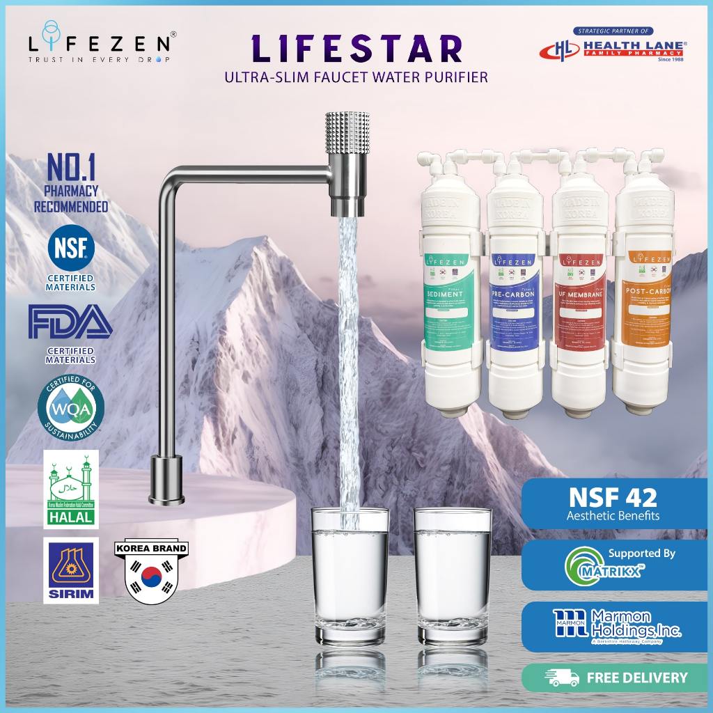 LIFEZEN LIFESTAR Undersink HALAL MADE IN KOREA Water Purifier Filter (1 NSF Std, 1 Year Warranty ...