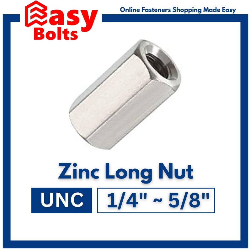 Zinc / GI Long Nut UNC 1/4" ~ 5/8" (Coarse Thread) (High Tensile ...