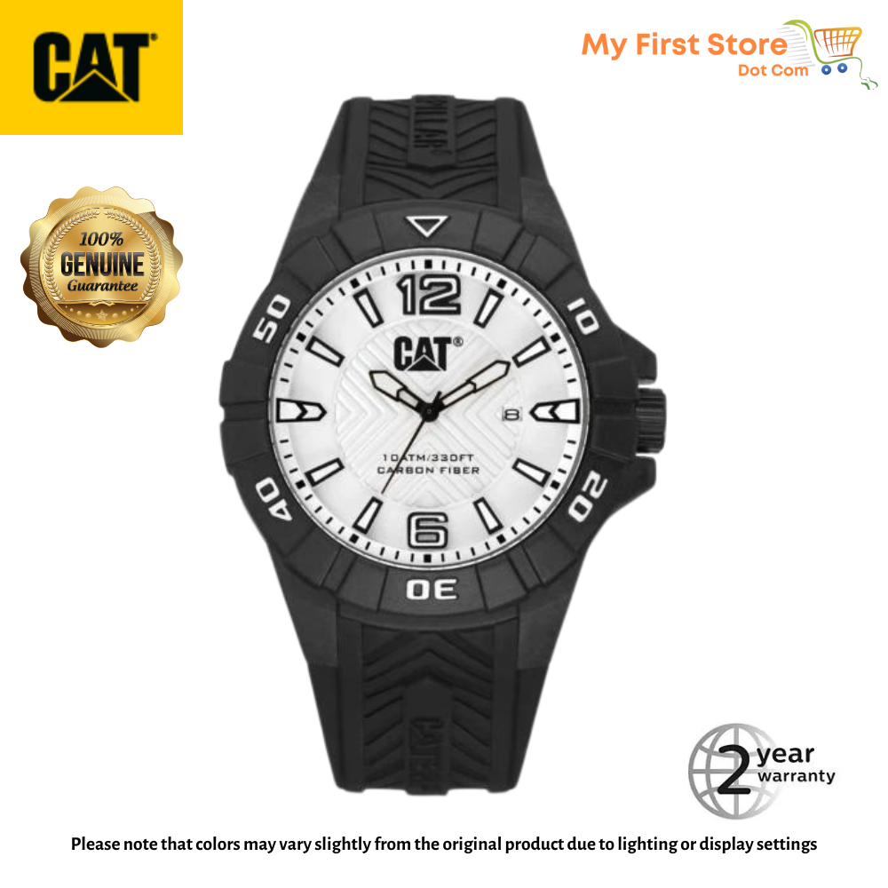 Caterpillar CAT K1.121.21.231 Carbon Black Silicone Strap Men Watch ...