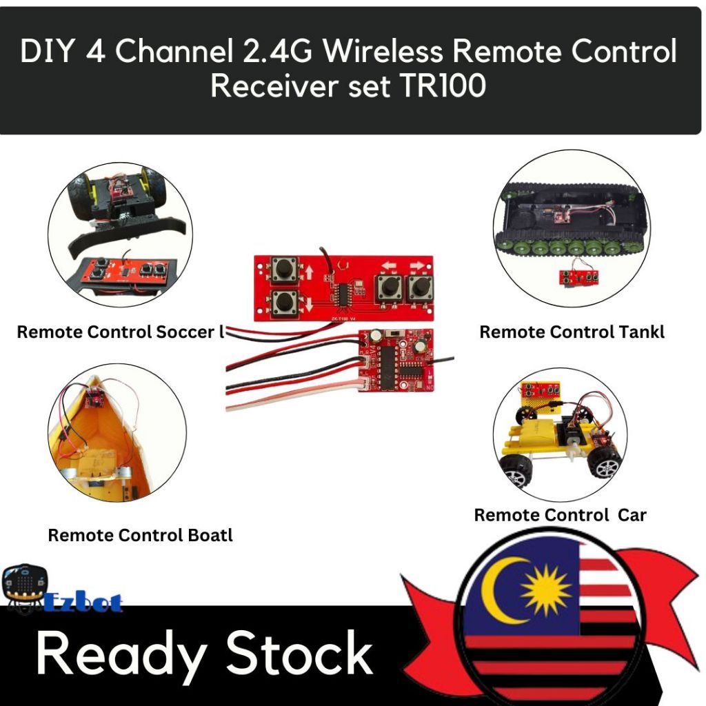 Ready Stock DIY 4-channel 2.4G wireless remote control receiver set toy ...