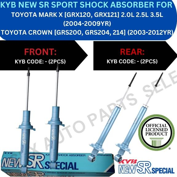 KYB GENUINE NEW SR SPORT ABSORBER (FRONT, REAR) FOR TOYOTA MARK X ...