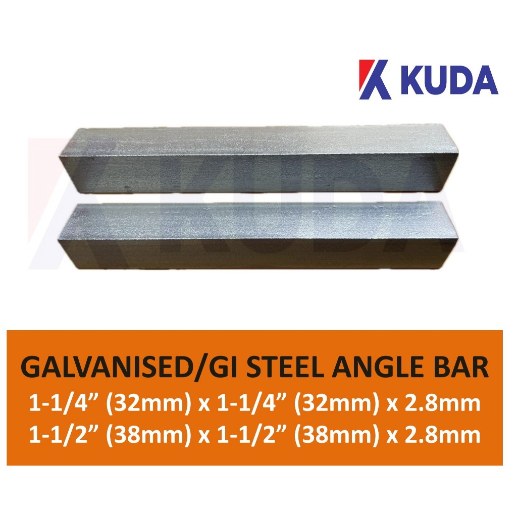 Galvanised / GI Angle Bar/ Angle Bar Besi (2.8mm) 1-1/4"(32mm) / 1-1/2 ...