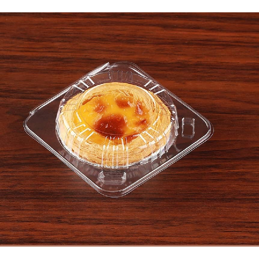 PSET959535 50 PCS PLASTIC DISPOSABLE 1 CAVITY EGG TART CONTAINER BOX ...