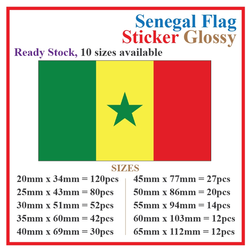 Senegal Flag Sticker Rectangle Postcard / Stiker Pelekat Poskad Bendera ...