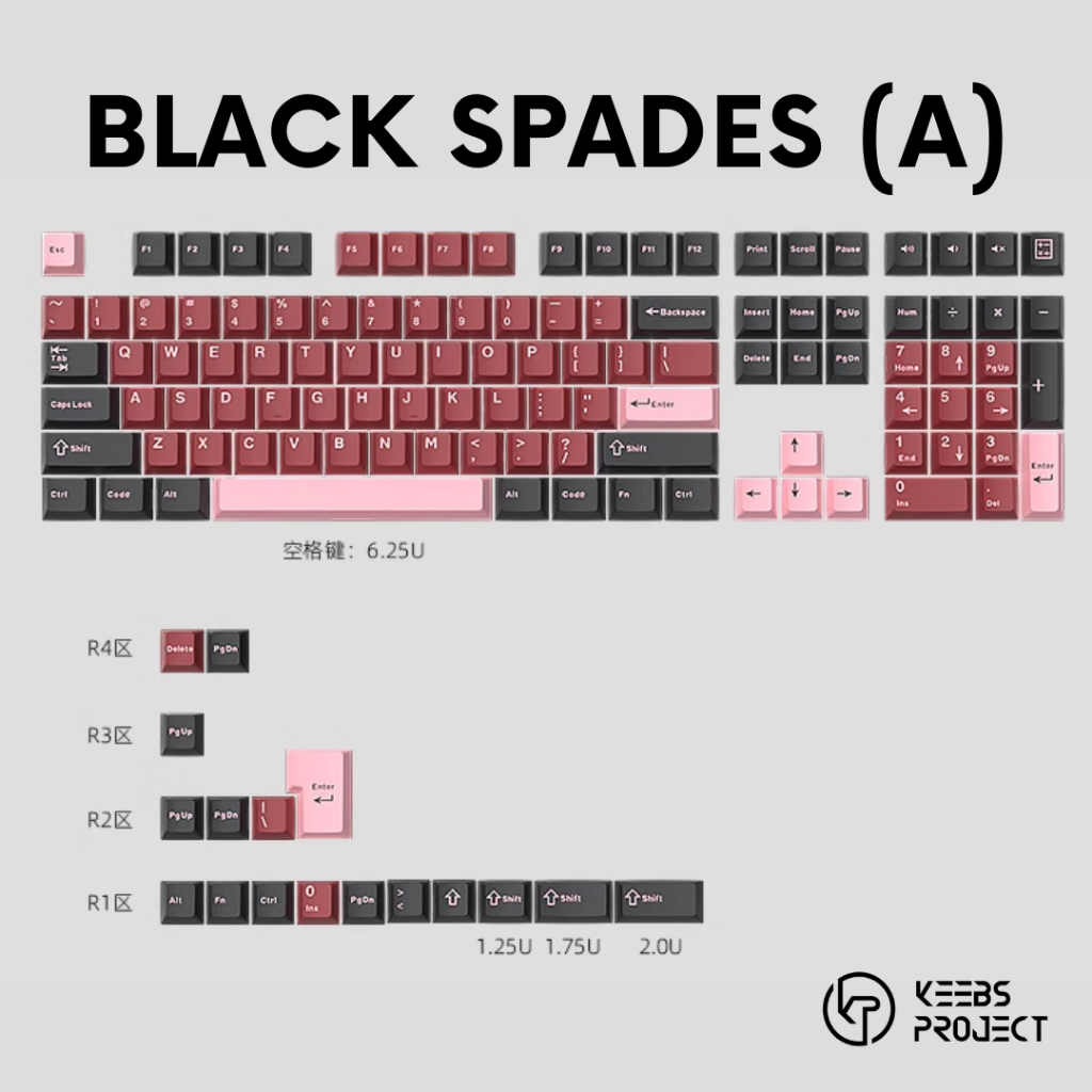 [READY STOCK] KEEBS BLACK SPADES PBT Doubleshot Cherry Profile Keebs ...