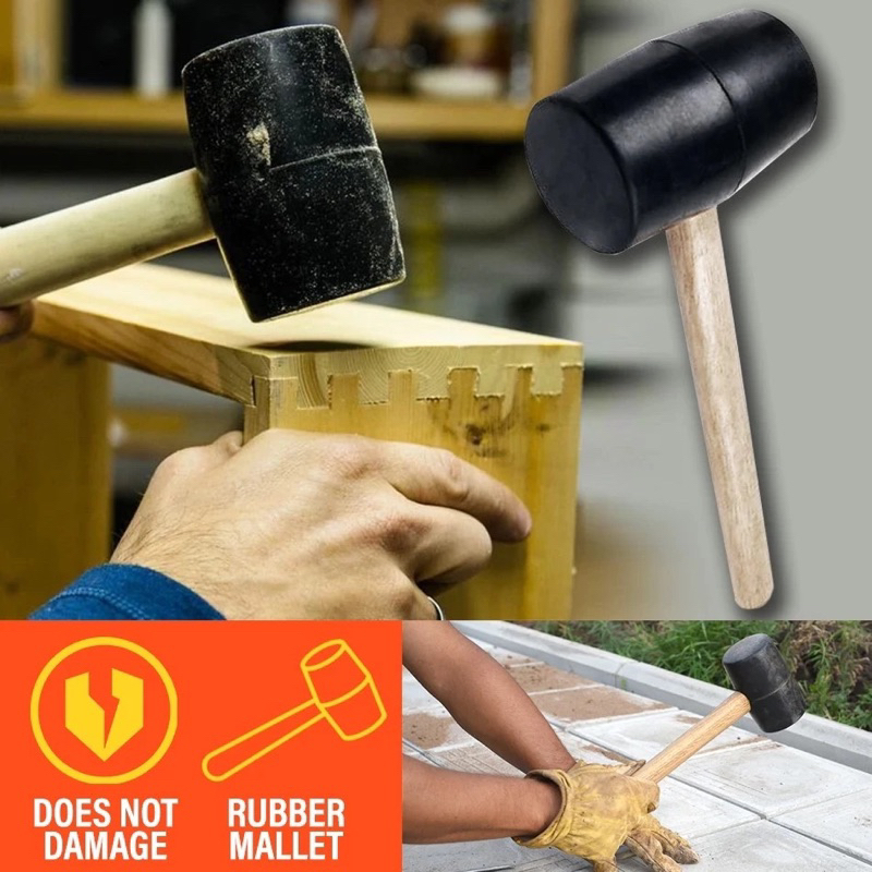 🇲🇾🐸300/ 600G Heavy Duty Rubber Hammer Mallet with Wooden Handle Tukul ...