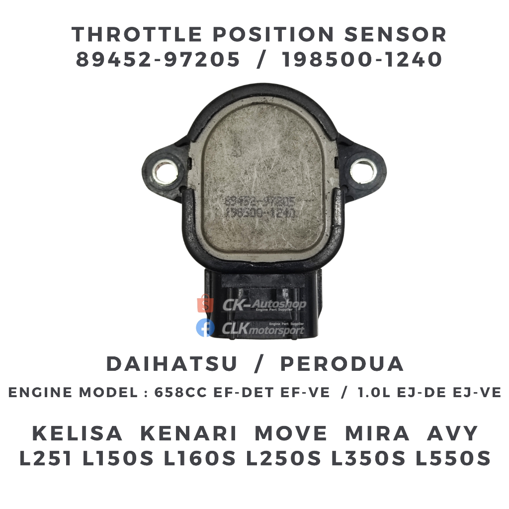 89452-97205 / 198500-1240 TPS Sensor - Daihatsu EFDET EFVE EJDE EJVE for Kelisa Kenari Move Mira ...