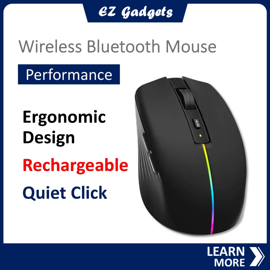Wireless Bluetooth Mouse Rechargeable Silent Ergonomic Wireless USB ...