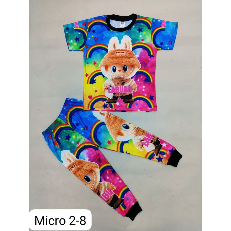 Labubu Kids Pajamas Microfiber Pajamas Boy Girl Baju Tidur Set | Shopee ...