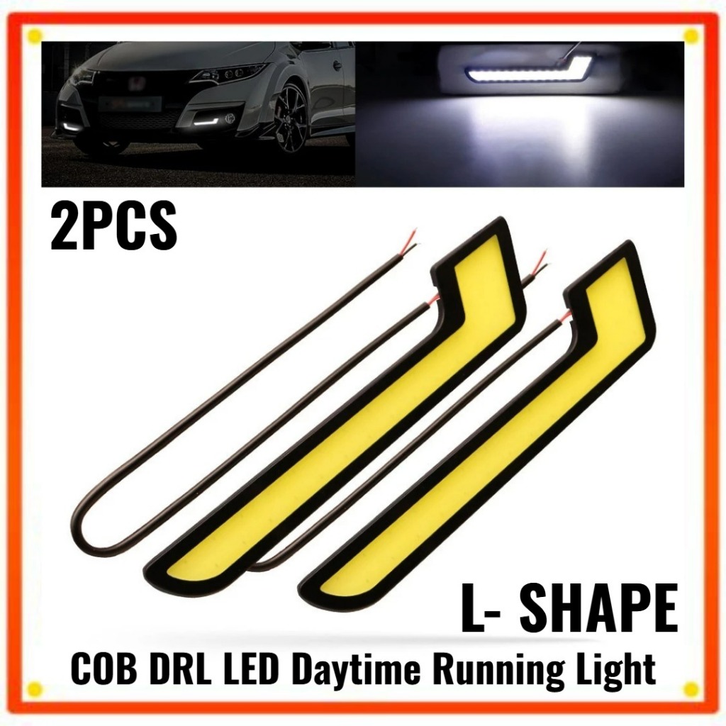 Super Bright L Shape COB DRL LED Daytime Running Light Daylight Fog Light Lamp for Universal Car ...