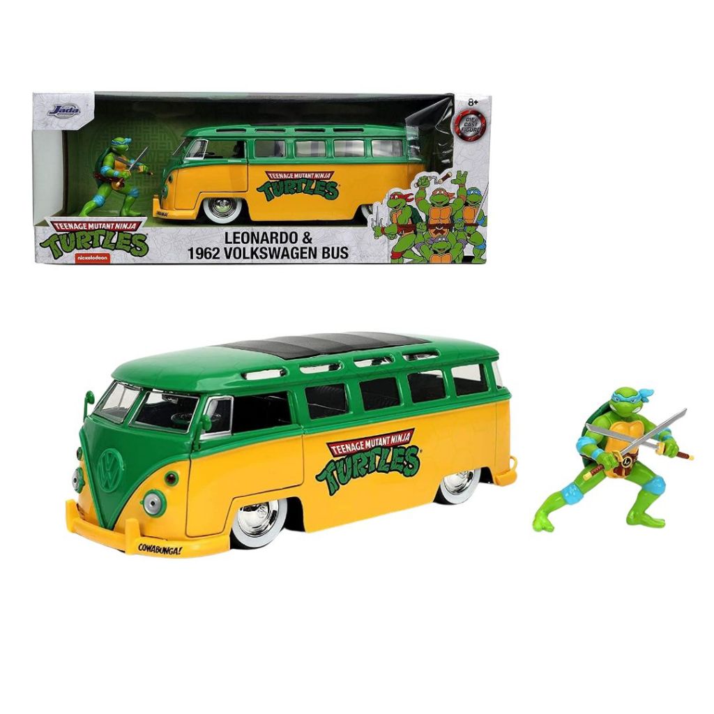Jada Toys TMNT - 1:24 Scale 1962 Volkswagen Bus with Leonardo Figure ...