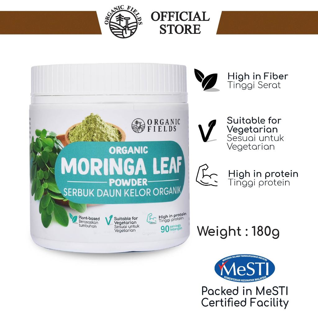 ORGANIC FIELDS Organic Moringa Leaf Powder | Superfood | Antioxidant ...