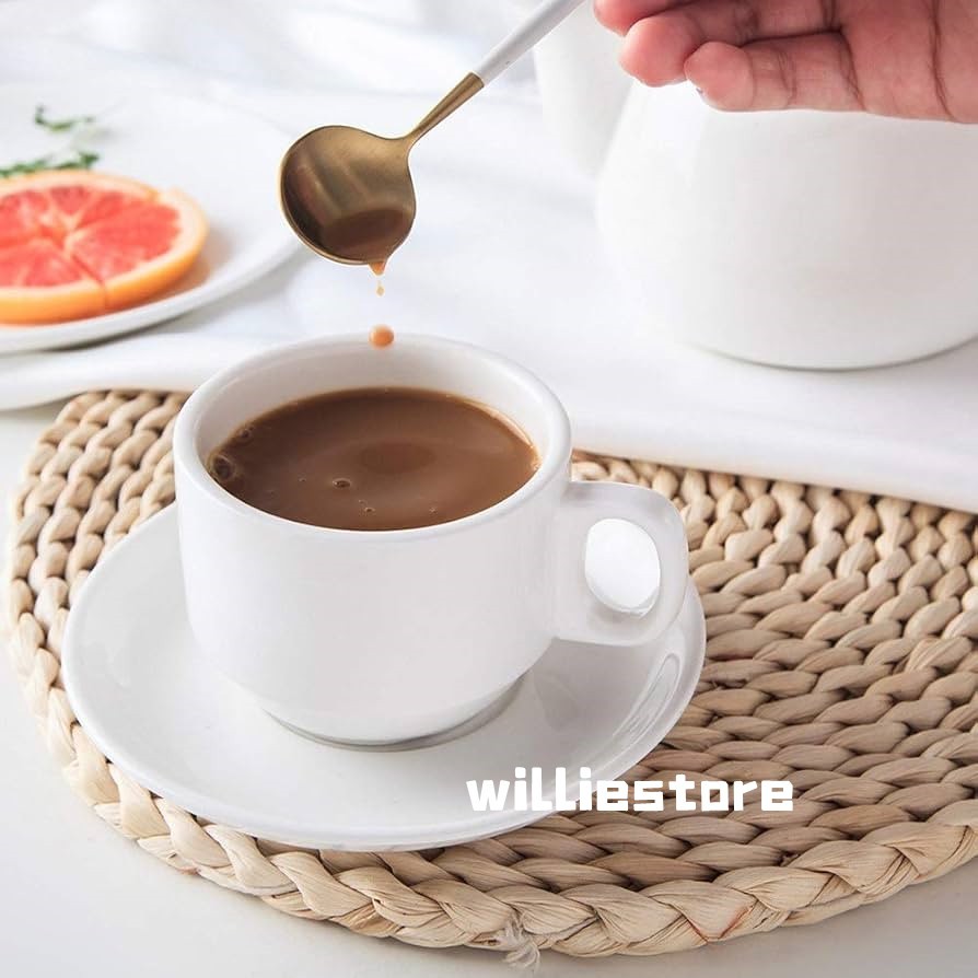 White Porcelain Cup and Saucer Set 160ml Plate Coffee Cup Tea Cup ...