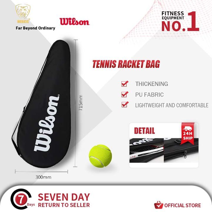 Wilson Original Bag Single Pack Tennis Racket Bags Black Bag Cover ...