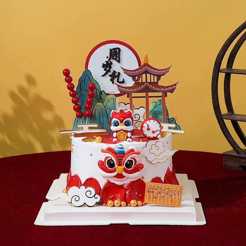 [Ready Stock] Chinese New Year Lion Dance Cake Toppers 新年烘焙蛋糕装饰舞狮蛋糕摆件 ...