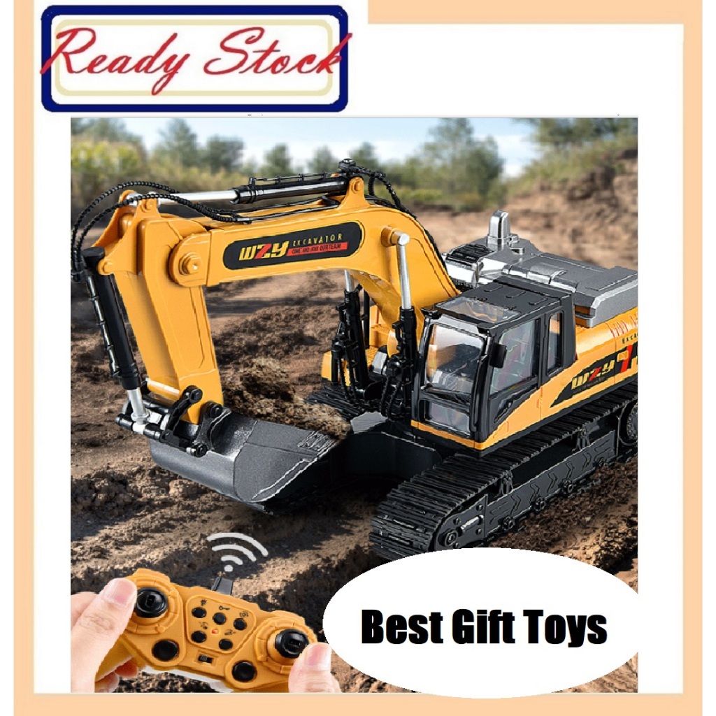 Remote Control Die Cast Metal Alloy Excavator Model Truck Toy Kid ...