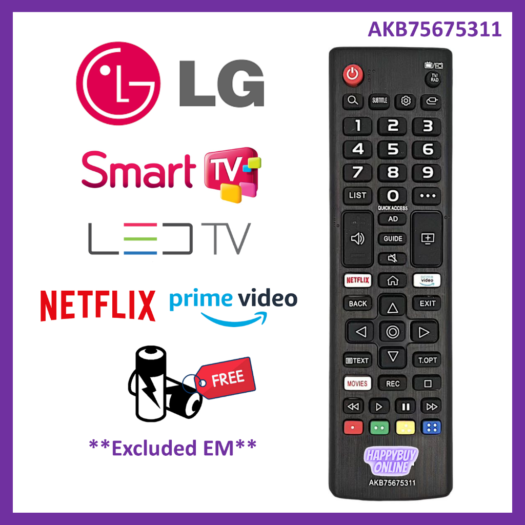 LG Smart TV Remote Control AKB75675311 LG Netflix Prime Video Smart TV ...