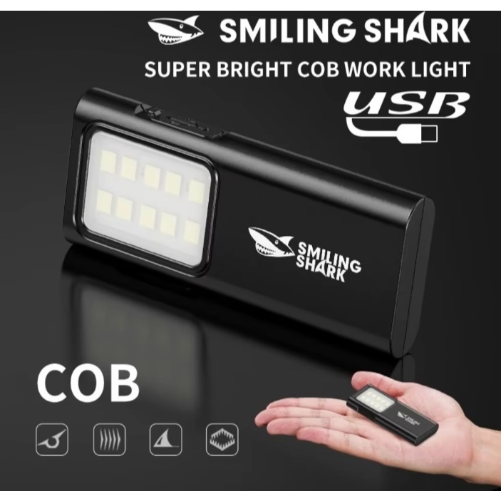 SMILING SHARK TIP065 Pocket Rechargeable Work Light Jogging Reading COB ...