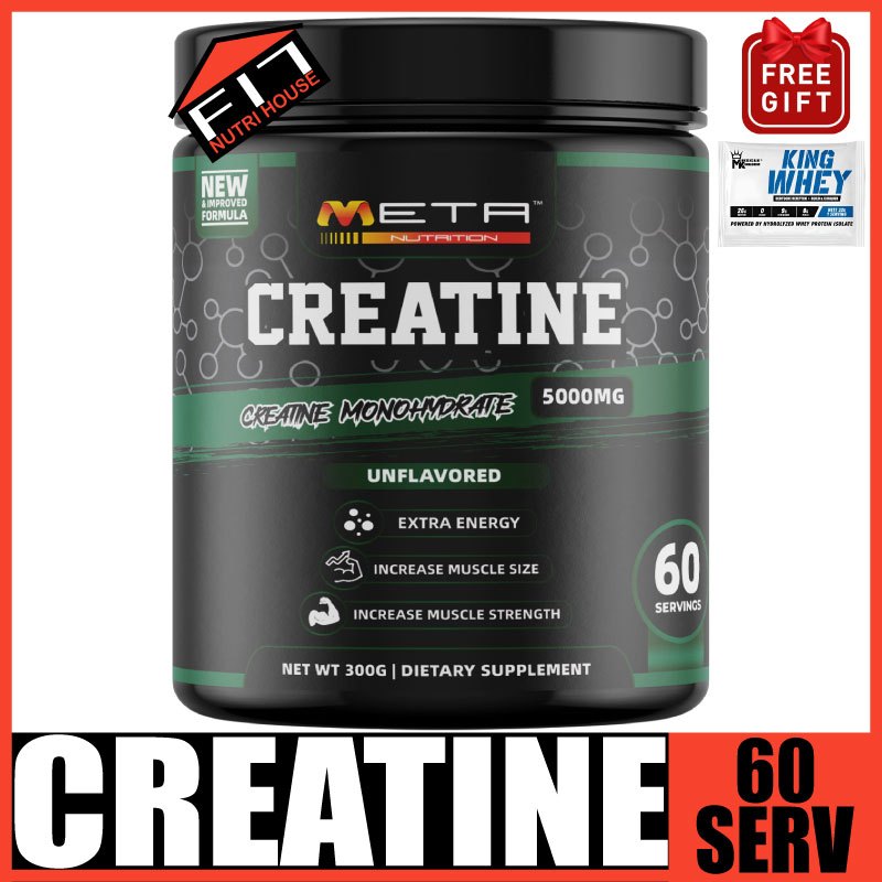 META Nutrition Creatine Monohydrate Unflavored 5mg (60 Serv) | Shopee ...