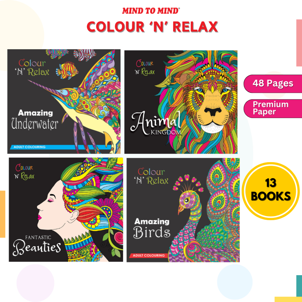 Colour n Relax Adult Emotional Therapy Destress Colouring Book for ...