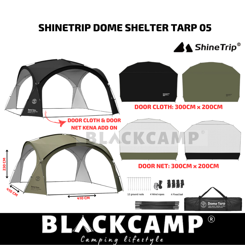 ShineTrip Dome Shelter PU3000mm Dome Tarp with Door Cloth Door Net Tent ...