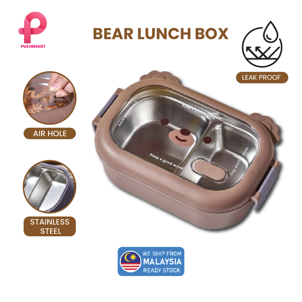 Bear Lunch Box Stainless Steel Food Container Microwavable Dinnerware ...