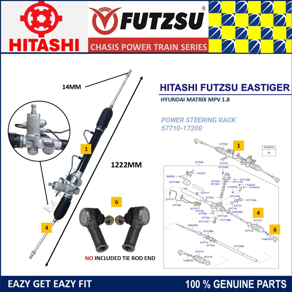 100% NEW POWER STEERING RACK FOR HYUNDAI MATRIX 1.6 1.8 2001-2007 57710 ...