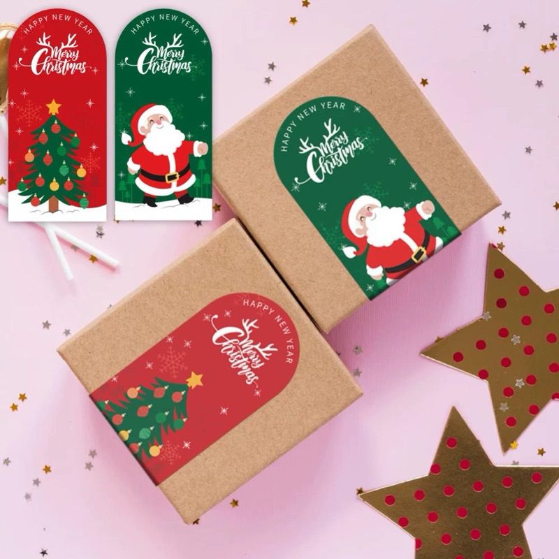 2 Styles Christmas Santa / Tree Gift Decorations Sticker 20Pcs/Set ...