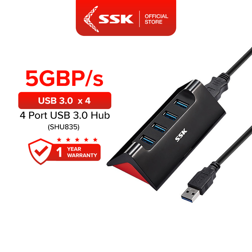 SSK USB 3.0 Hub With 4 Ports Transfer Speeds (5Gb/s) SHU835 | Shopee ...