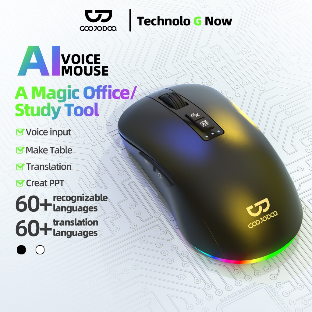 GOOJODOQ AI Smart mouse Wireless Bluetooth + 2.4GHz AI Voice Mouse ...