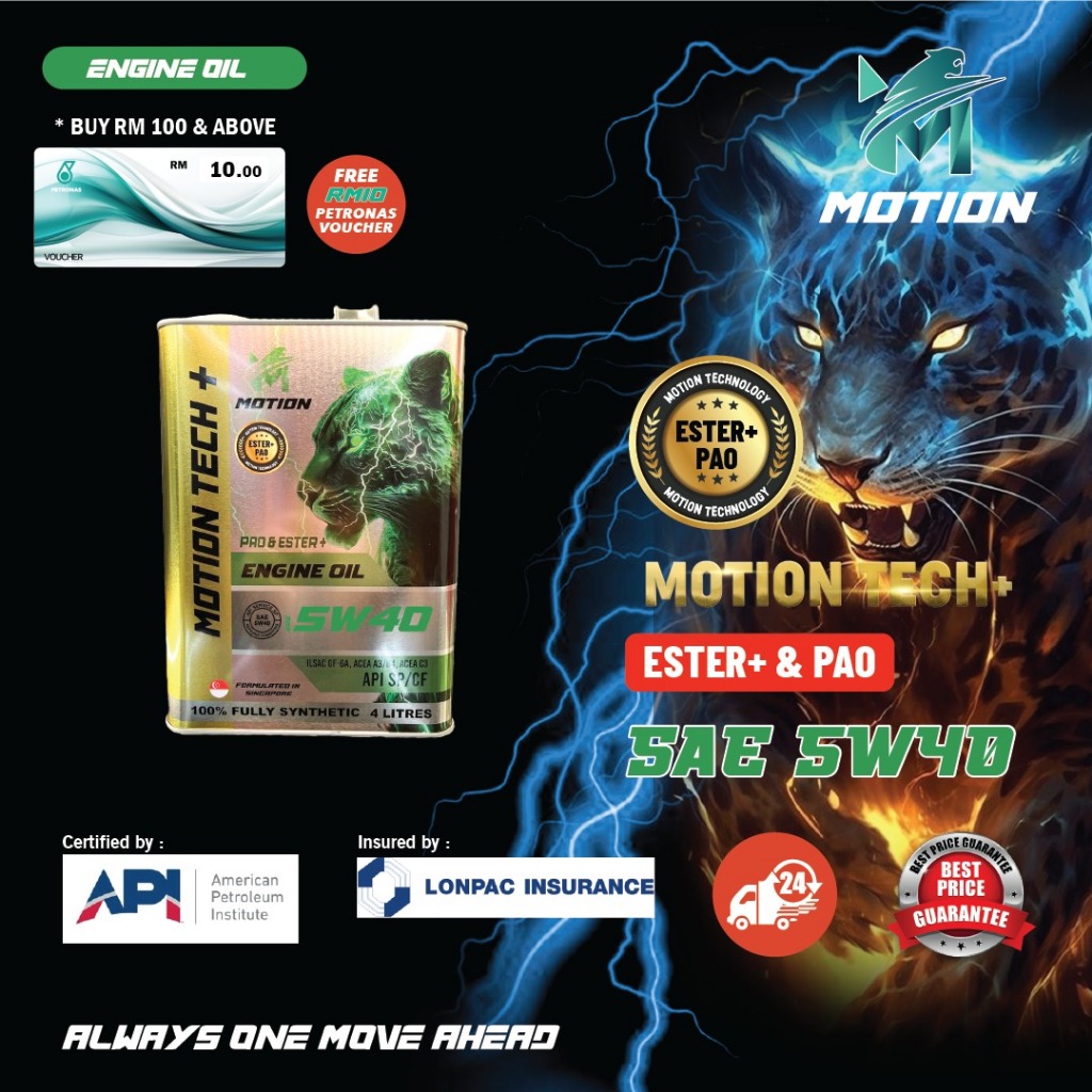MOTION Ester PAO API SP Formulated Fully-Synthetic Engine Oil (5W40/4L) | Shopee Malaysia