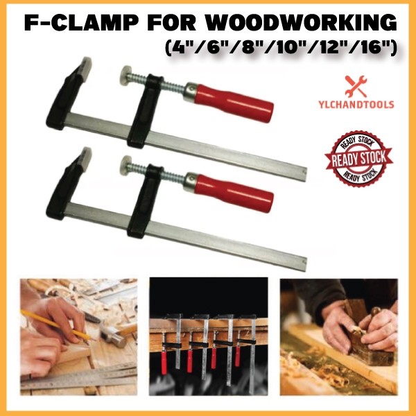 HEAVY DUTY F CLAMP ( F字木夹)-4'',6'',8'',10,12'',16'' Adjustable F-Clamp for Sliding Wood/Pengapit ...