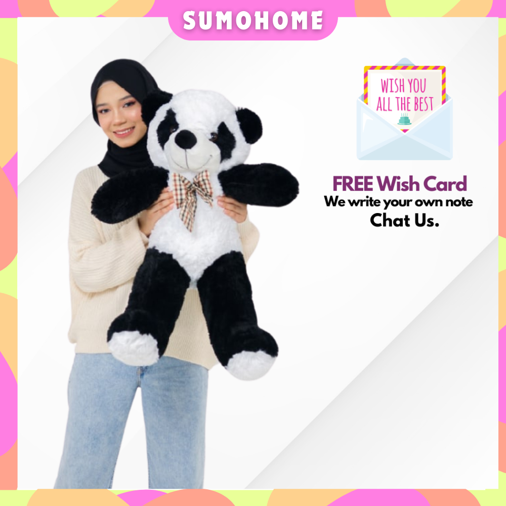 [SH] 100cm Fluffy Panda Bear Anak Patung Panda Comel Animal Stuffed ...