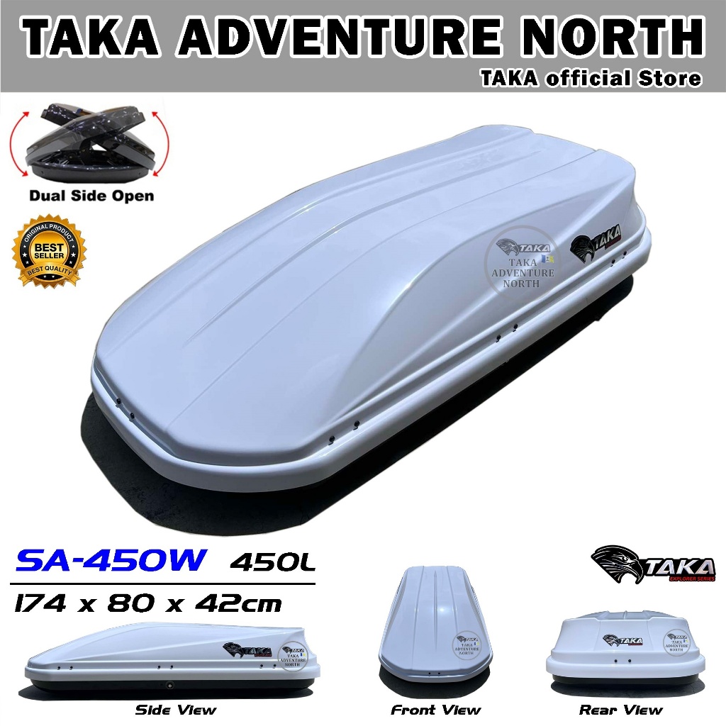 TAKA MD-450 Car Roof Box [Explorer Series] [XL Size] [White] Cargo ...