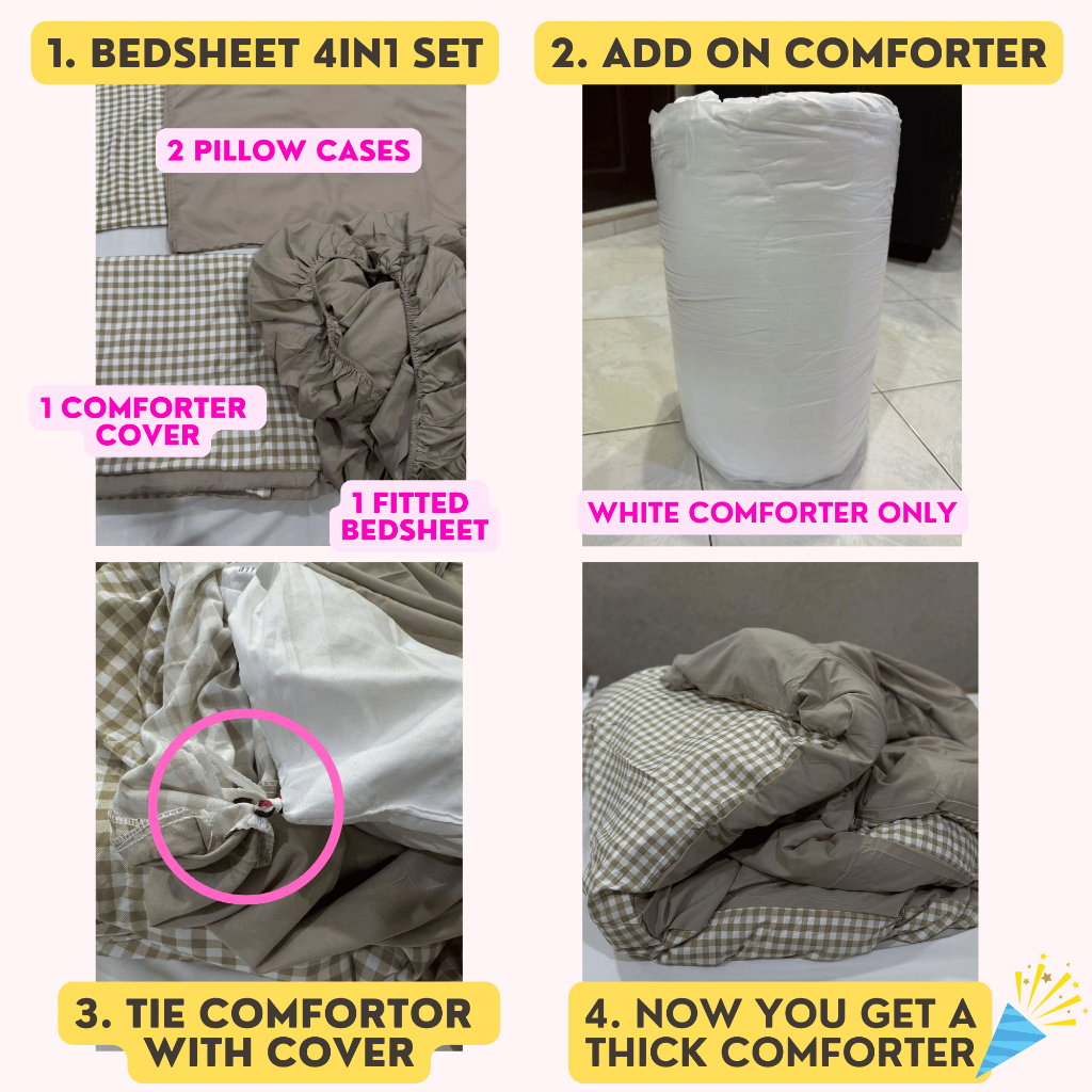 ACOZ💥Malaysia Ready Stock💥MUJI STYLE Fitted Bedsheet Set 4in1/ Queen ...