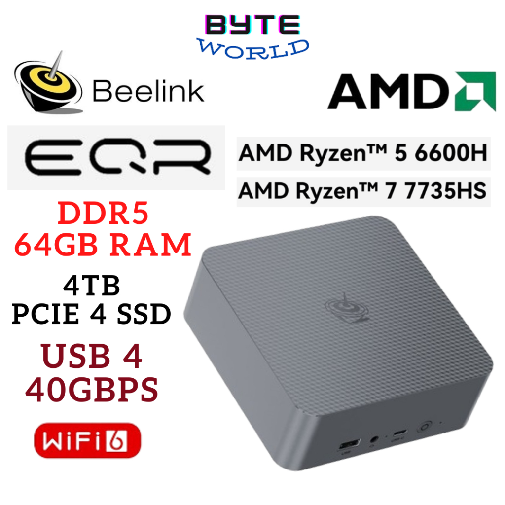 Beelink EQR6 AMD Ryzen7 7735HS 64GB DDR5 RAM 2TB SSD Gaming Mini PC Gaming PC Computer Desktop ...