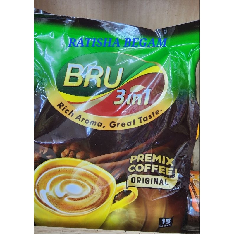 BRU 3 IN 1 PREMIX COFFEE ORIGINAL (15 Sachets 330 gram) | Shopee Malaysia