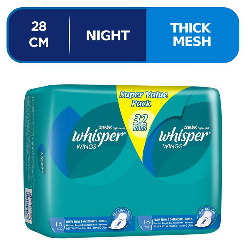 Whisper Heavy and Overnight Flow with Wings Sanitary Pad Super Value ...