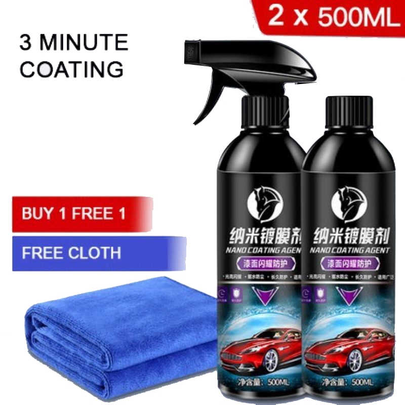 (1-2 Day Receive ) Nano Coating Agent For Car 2x 500ML ( Free Cloth ...
