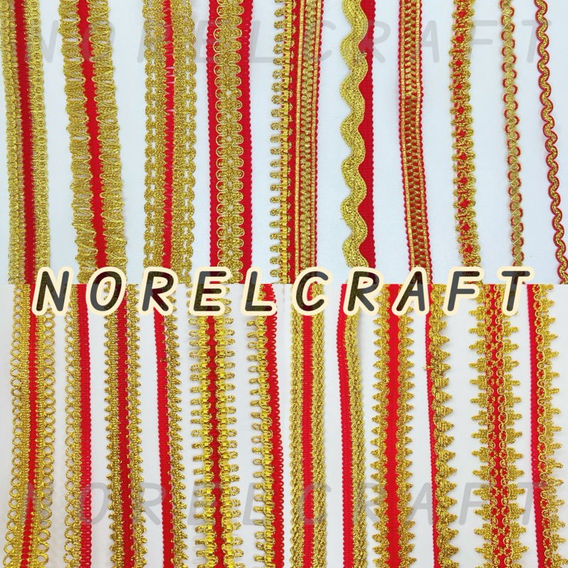 [1 METER] RENDA WARNA EMAS /RED GOLD LACE/RENDA MERAH GOLD/RENDA WARNA ...