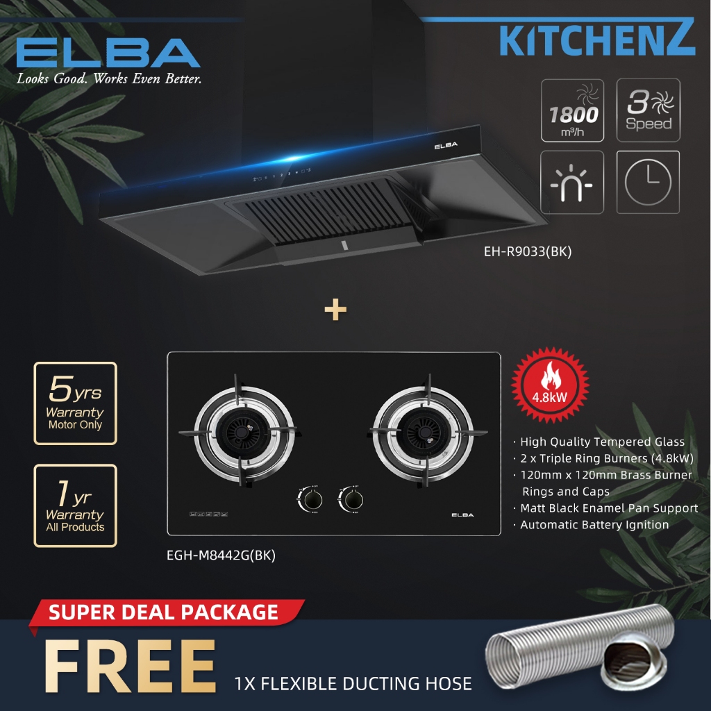 [FREE Shipping] Elba M8442 Tempered Glass Build In Cooker Hod and Hood ...