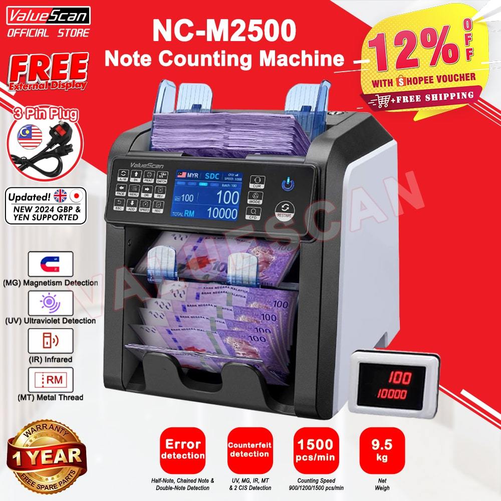 NC-M2500 2 Pocket Mix Value Money Bank Note Counting Machine | Shopee ...